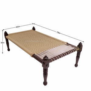 Authentic Indian Jute Charpai Khatiya:handmade Daybed,garden Bench-an ...