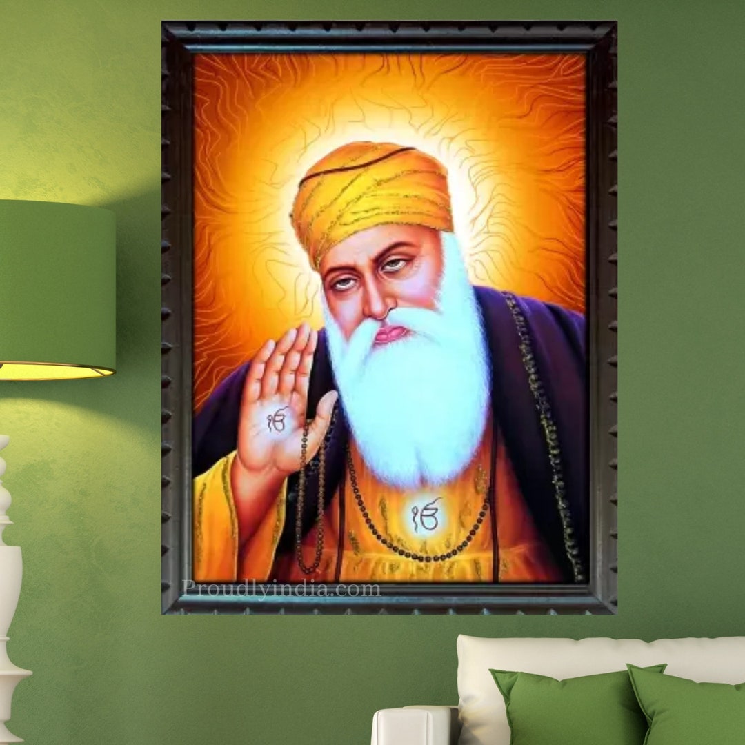 Lord Guru Nanak With Wood Frame,sikhism, Sikh God Religious Frame - Etsy