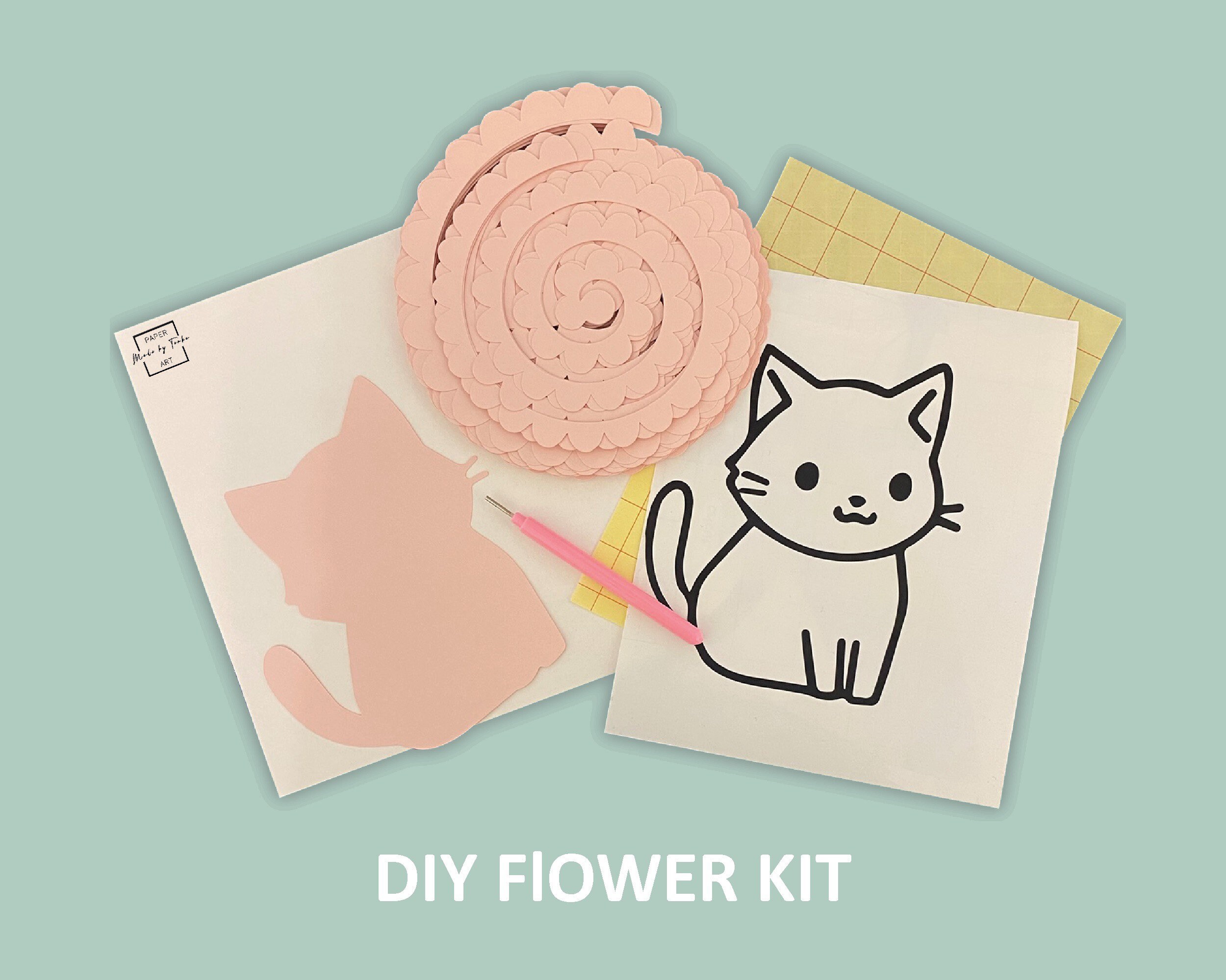 DIY Cat Flower Box Paper Flower DIY Personalized Paper Flower DIY Box ...