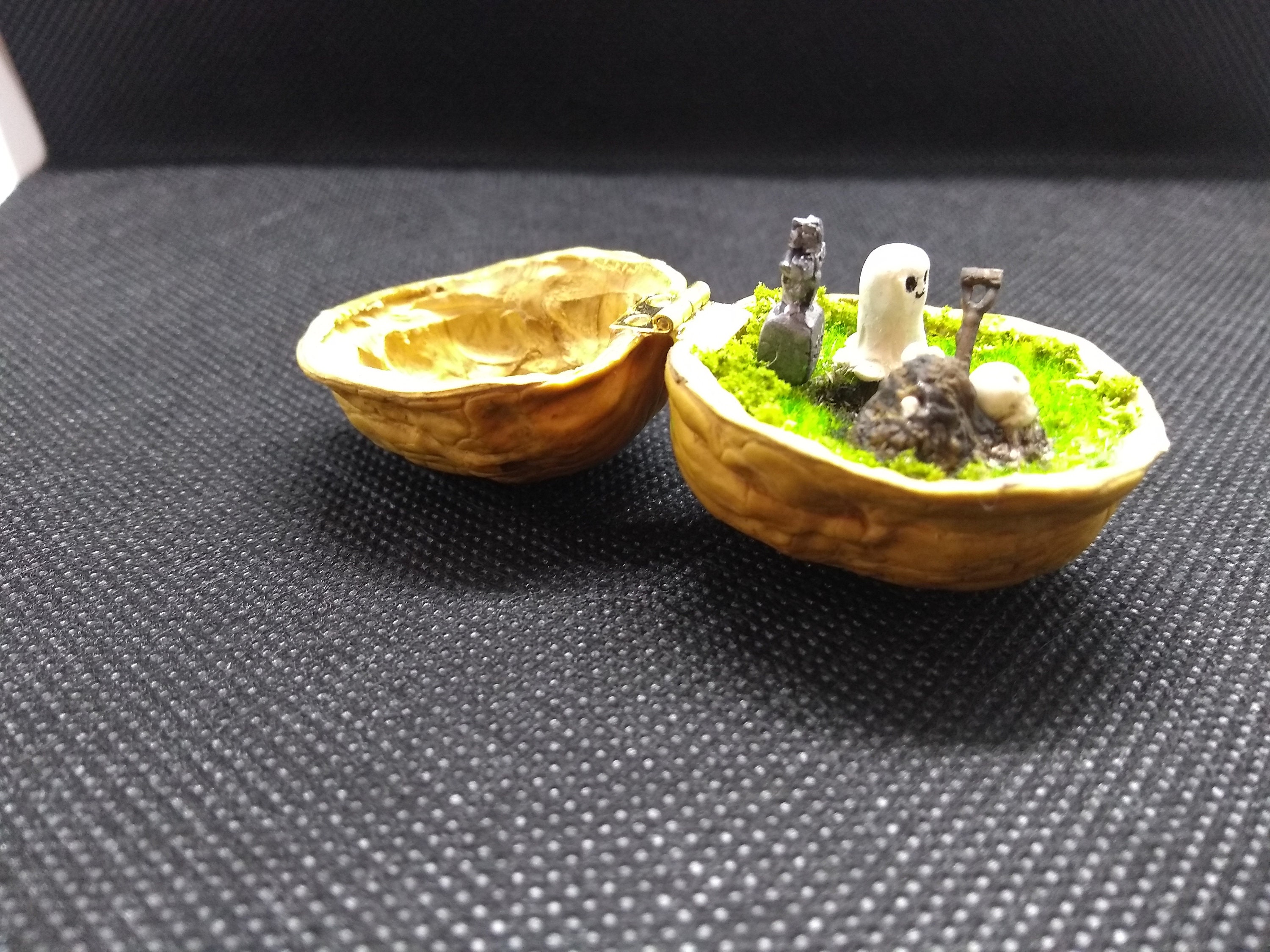 Cute Miniature Graveyard Ghost Diorama Enclosed in a Walnut - Etsy