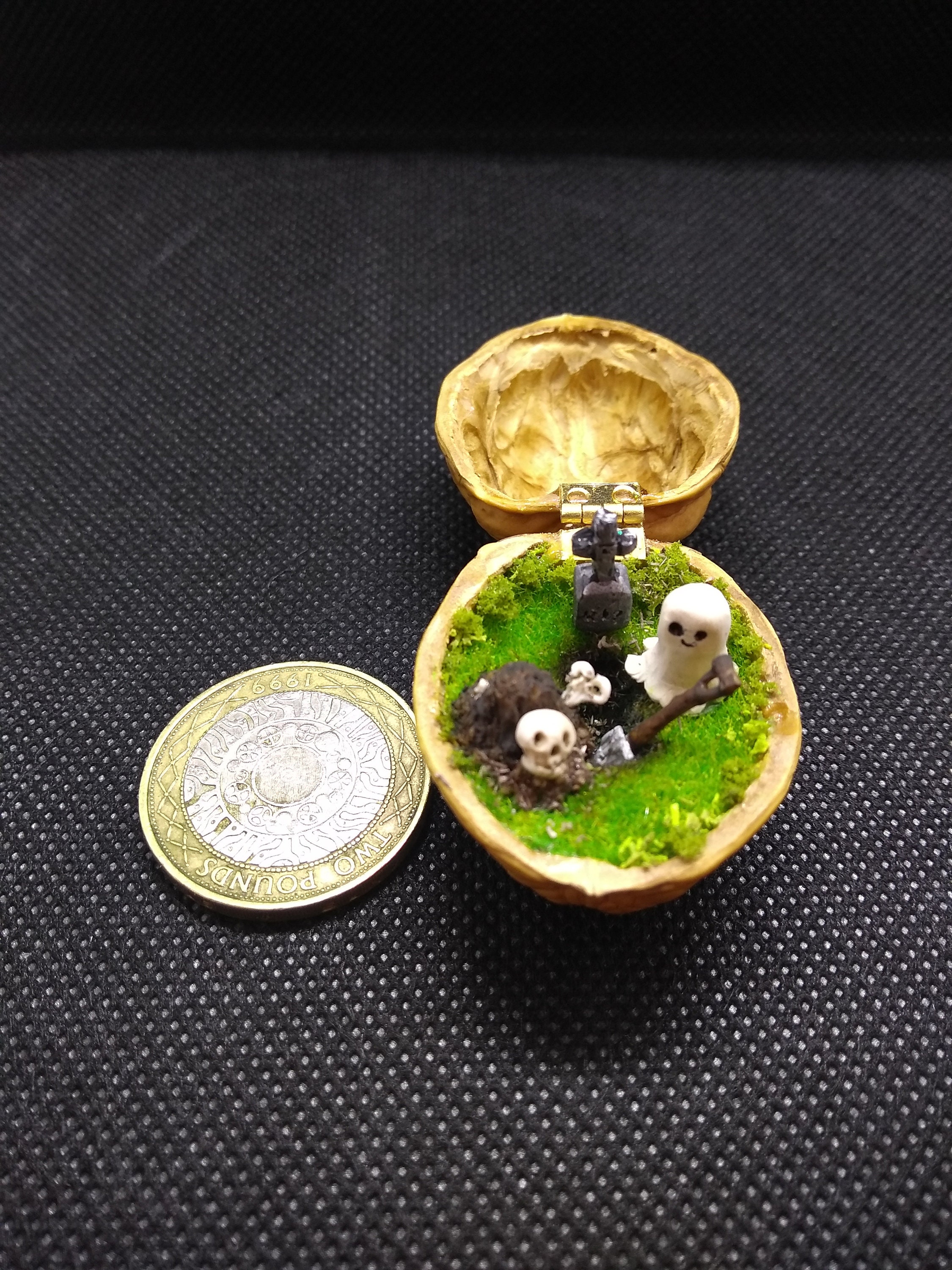 Cute Miniature Graveyard Ghost Diorama Enclosed in a Walnut - Etsy