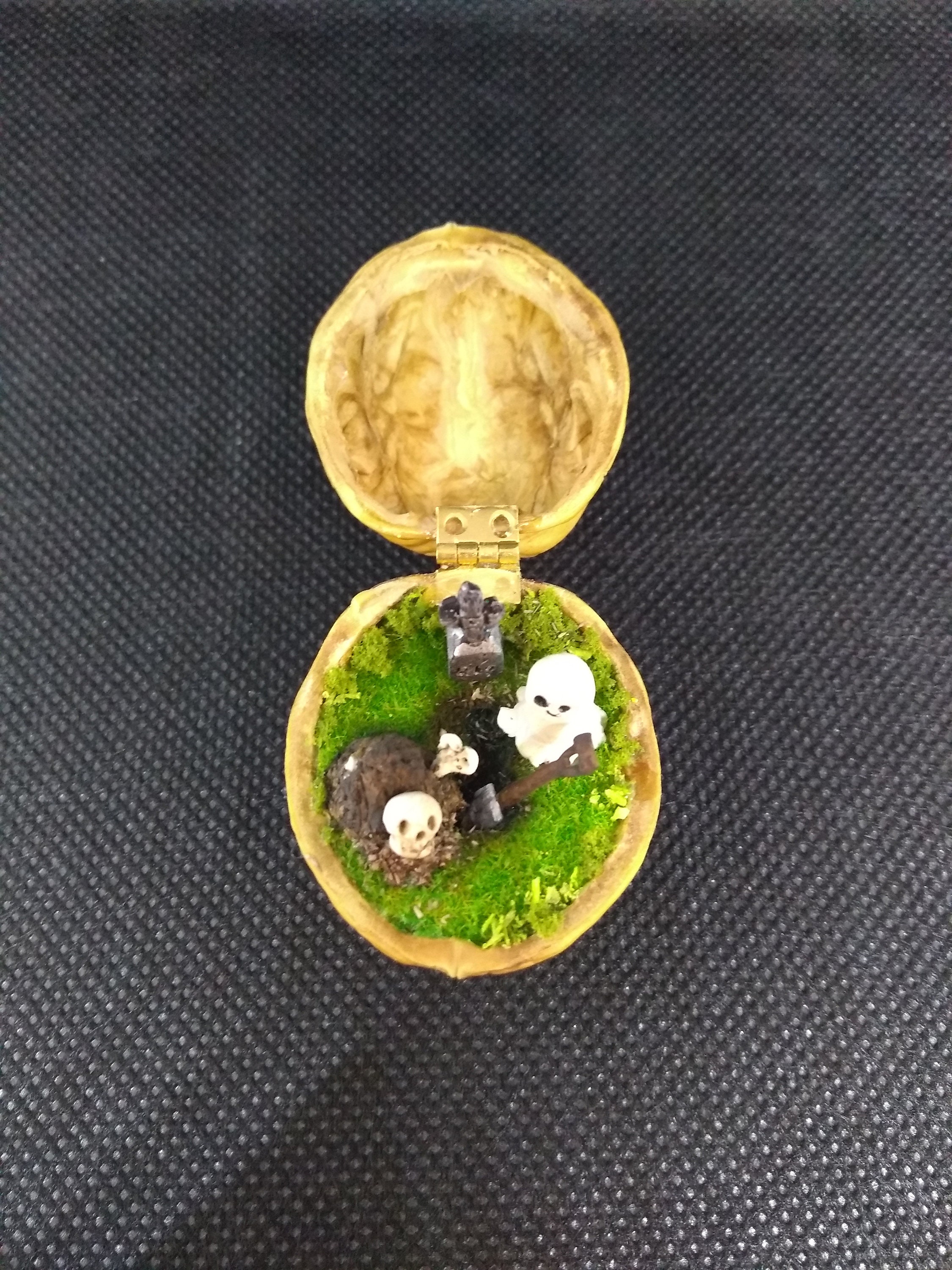 Cute Miniature Graveyard Ghost Diorama Enclosed in a Walnut - Etsy