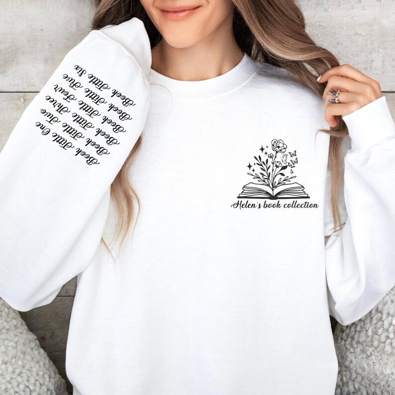 Custom Bookshelf Book Tittles Sweatshirt,personalized Book Tag Lover ...