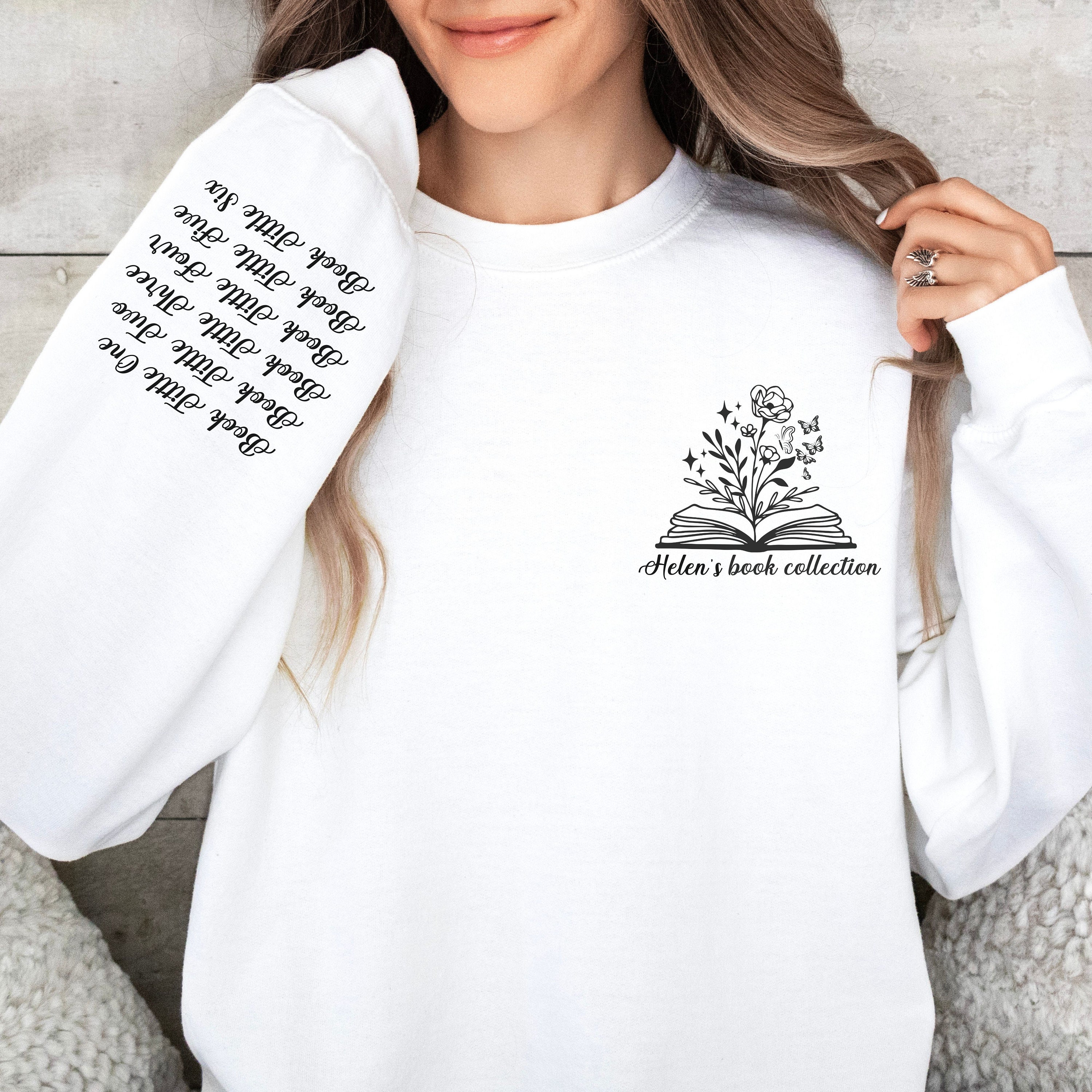 Custom Bookshelf Book Tittles Sweatshirt,personalized Book Tag Lover ...