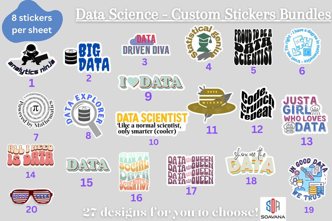 Custom Data Science Sticker Pack Personalized Data Scientist - Etsy