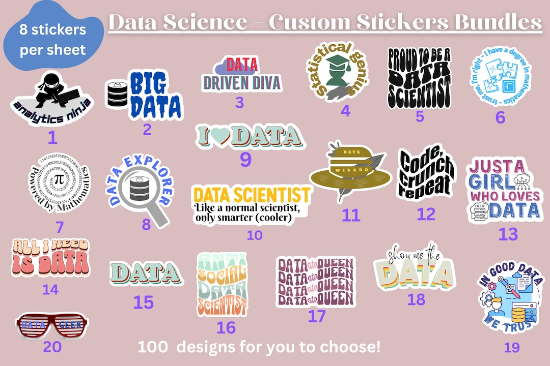 Custom Data Science Sticker Pack, Personalized Data Scientist Sticker ...