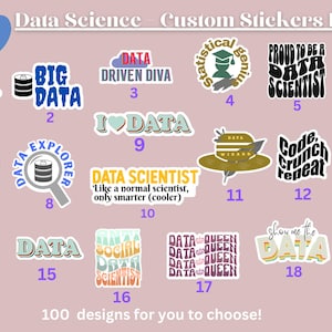 Custom Data Science Sticker Pack, Personalized Data Scientist Sticker Sheet, Analyst Girl ...