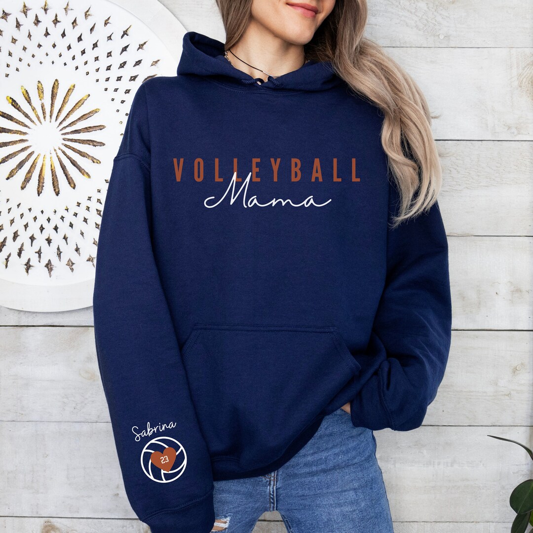Personalized Volleyball Mama Hoodie Sweatshirt Name on Sleeve ...
