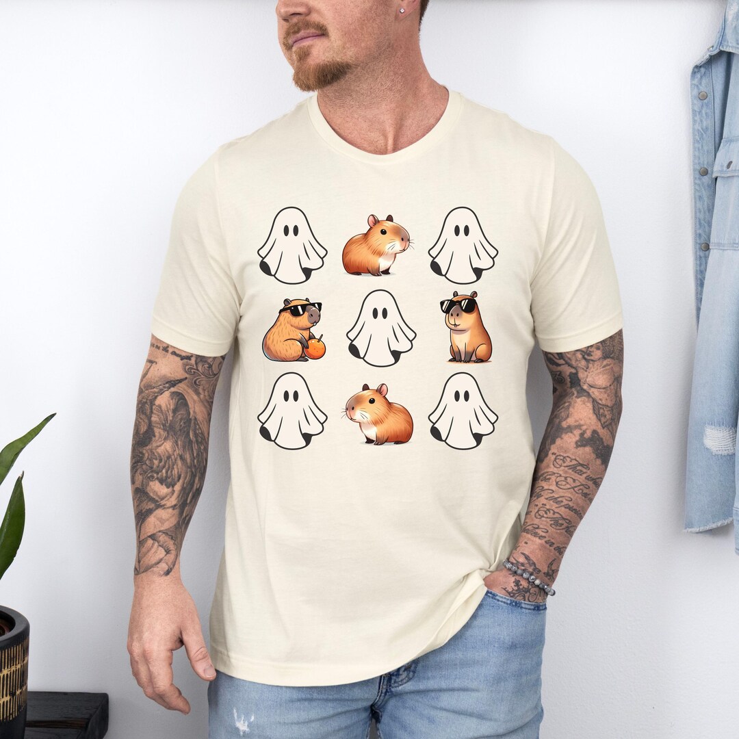 Funny Capybara Halloween Matching Shirts Men Capy Boo Ra Spooky Season ...