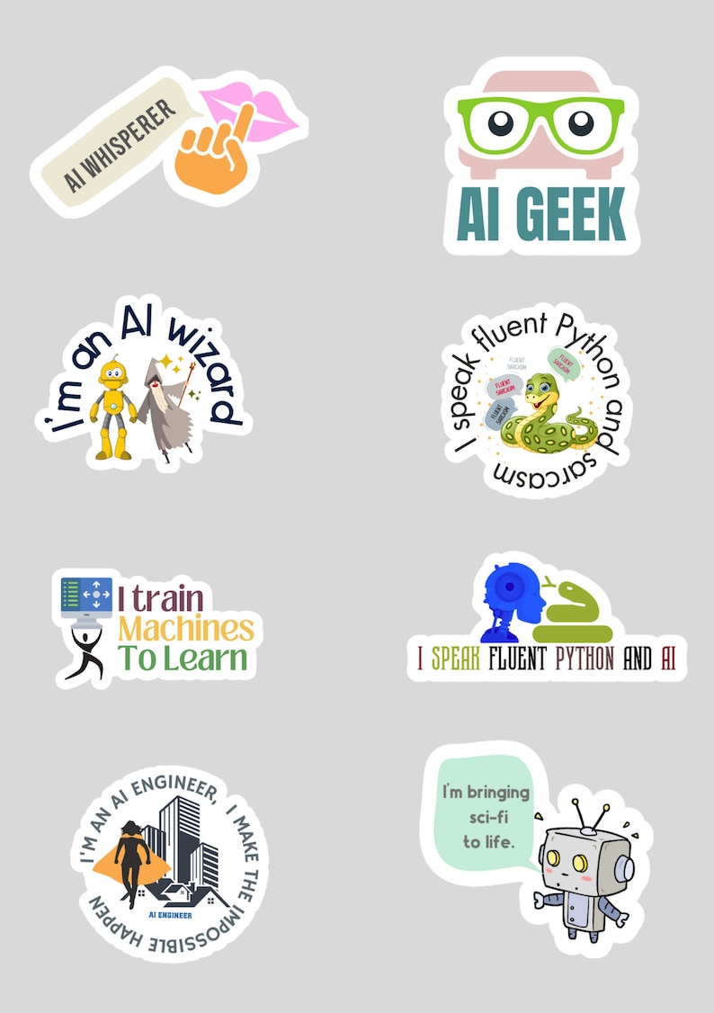 Custom Artificial Intelligence Stickers Pack, Personalized Data ...