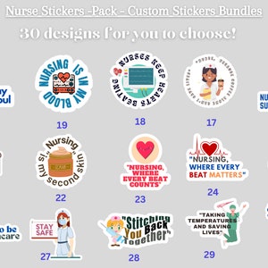 Custom Funny Nurse Stickers Pack, Personalized Medical Stickers Sheet ...