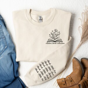 Custom Bookshelf Book Tittles Sweatshirt,personalized Book Tag Lover ...