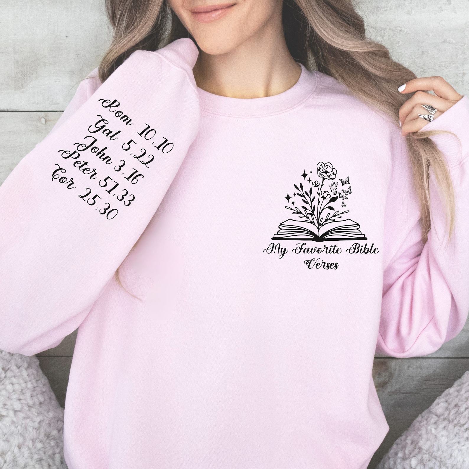 Personalized Bible Verses on Sleeve Christian Sweatshirt - Etsy