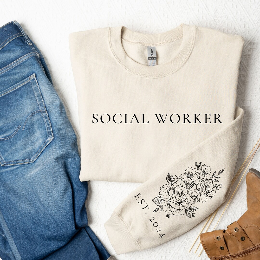 Custom School Social Worker Sleeve Sweatshirt,floral Social Worker ...