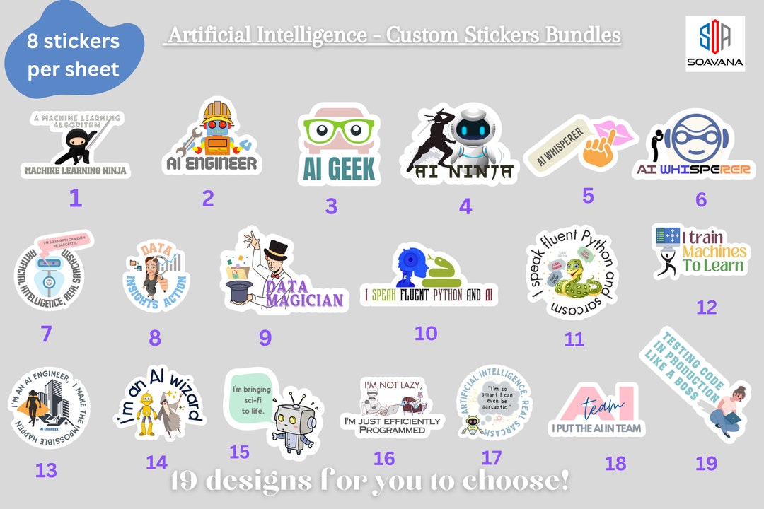 Custom Artificial Intelligence Stickers Pack, Personalized Data ...