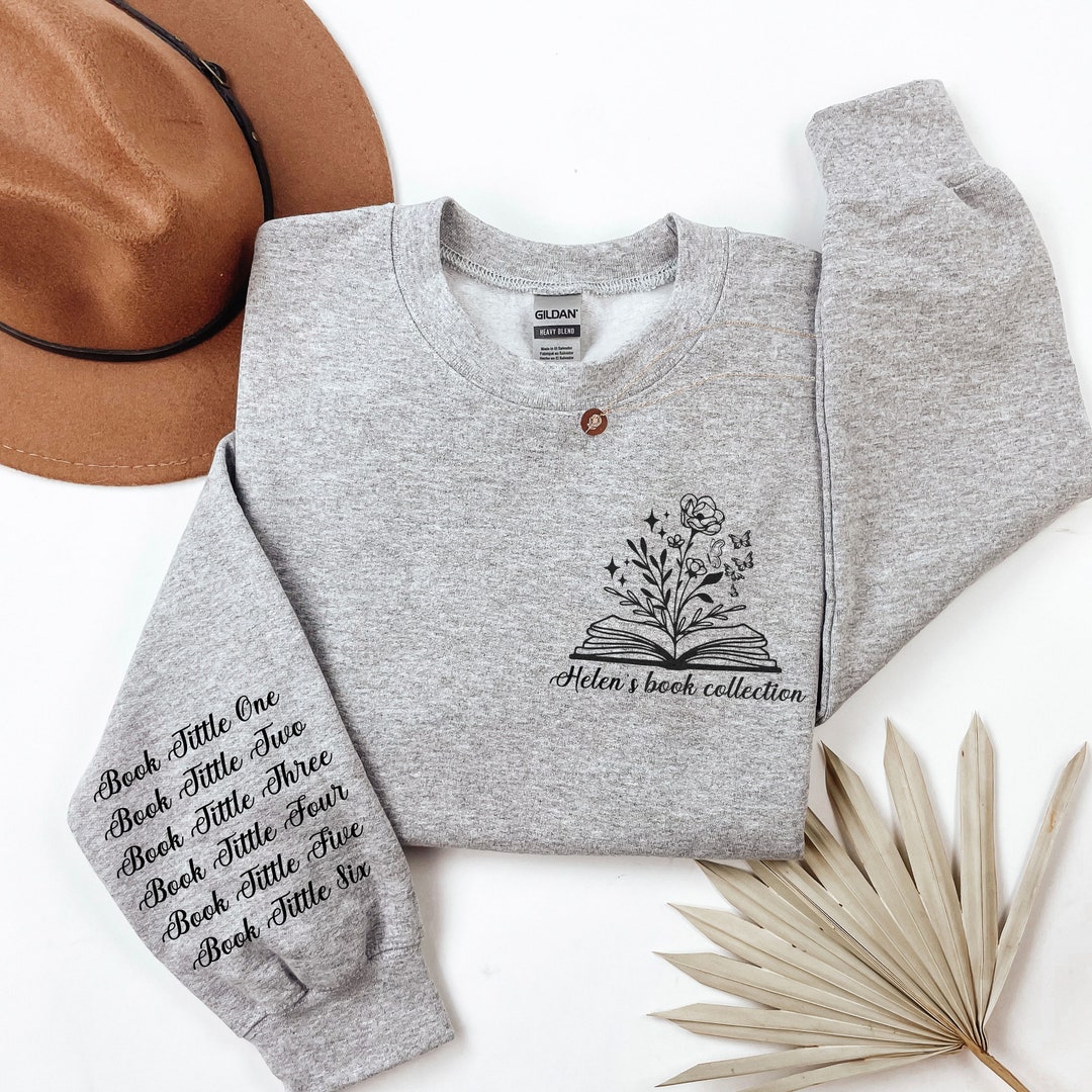 Custom Bookshelf Book Tittles Sweatshirt,personalized Book Tag Lover ...