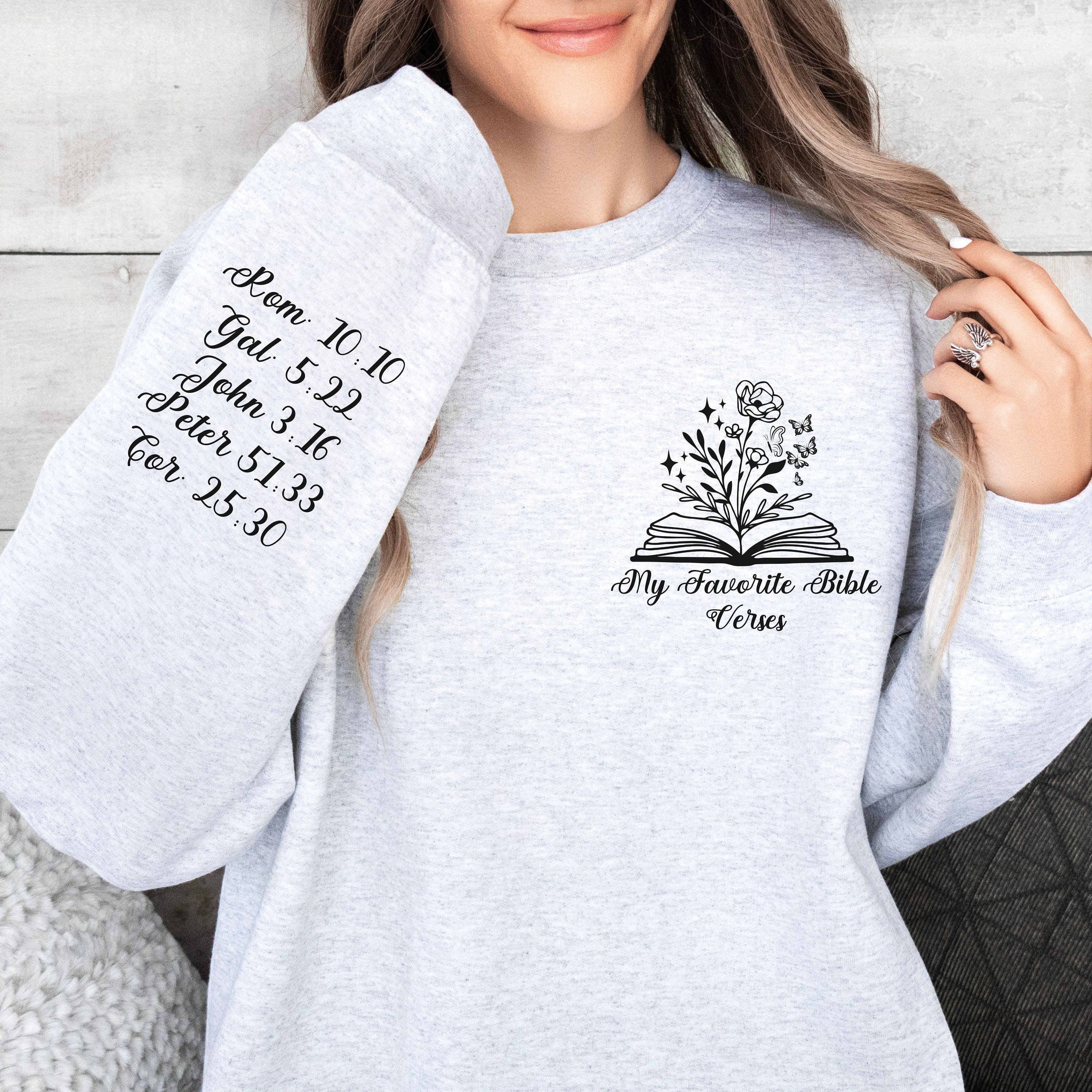 Personalized Bible Verses on Sleeve Christian Sweatshirt - Etsy