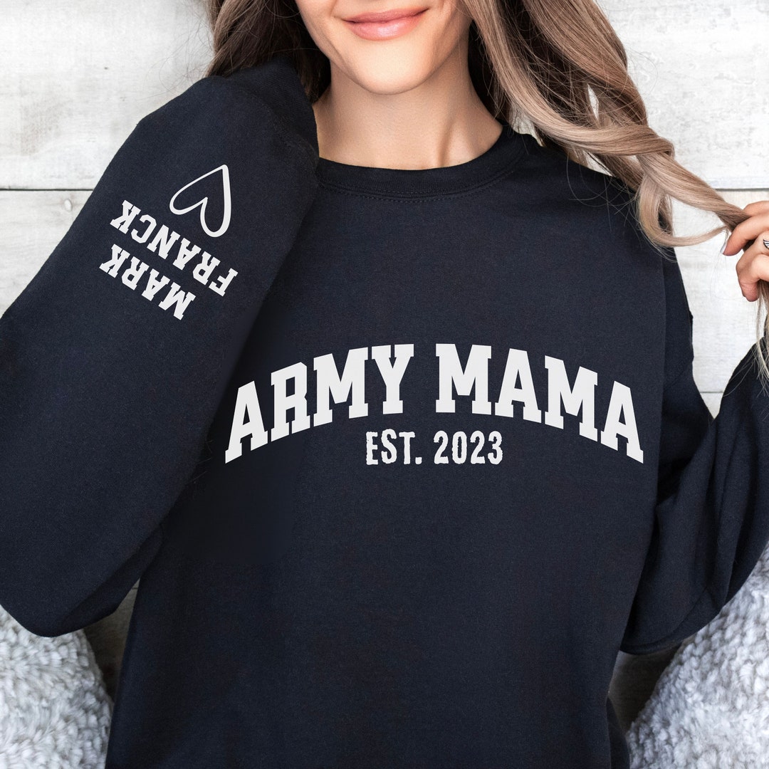Custom Army Mama Sweatshirts With Names on Sleeve Design,personalized ...