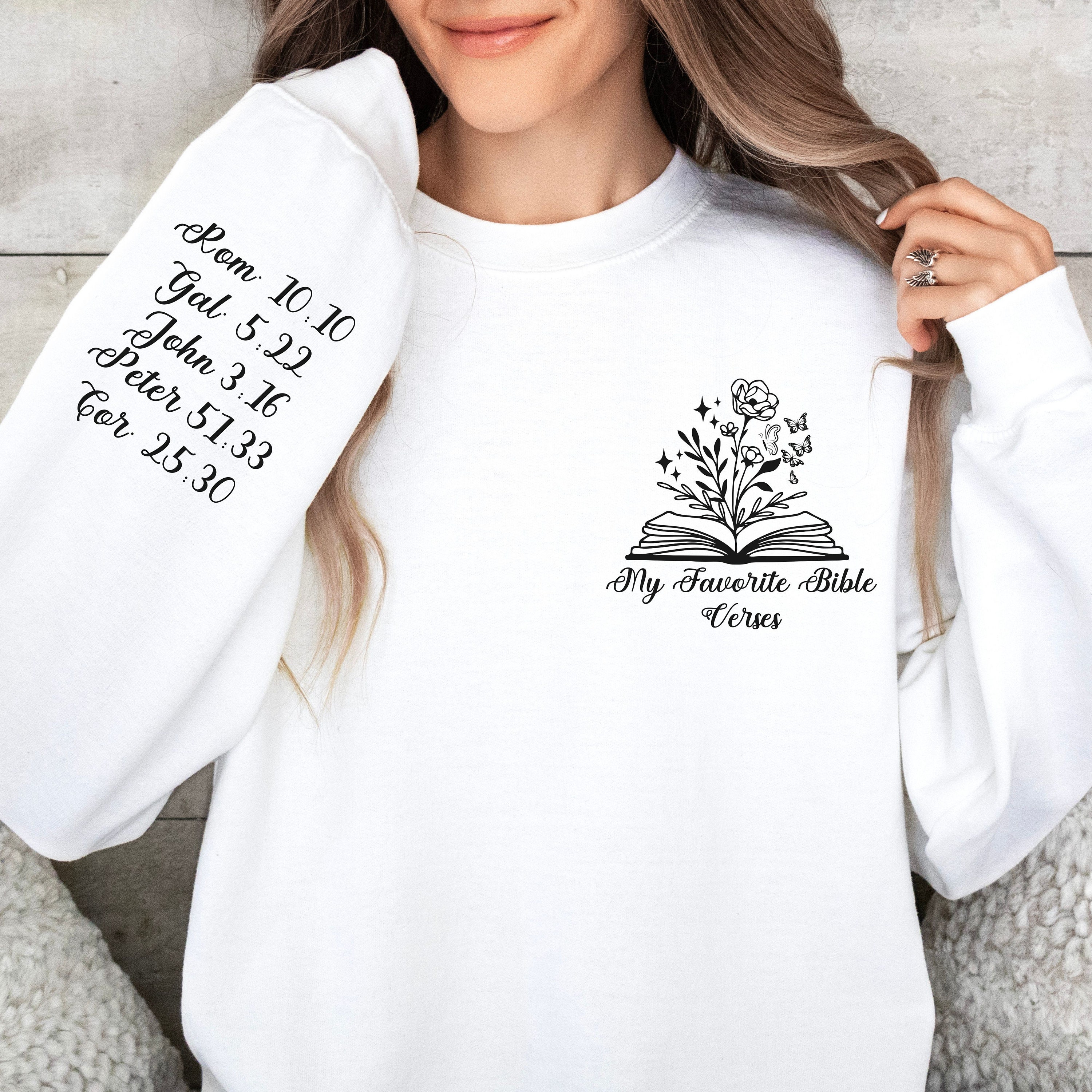 Personalized Bible Verses on Sleeve Christian Sweatshirt - Etsy