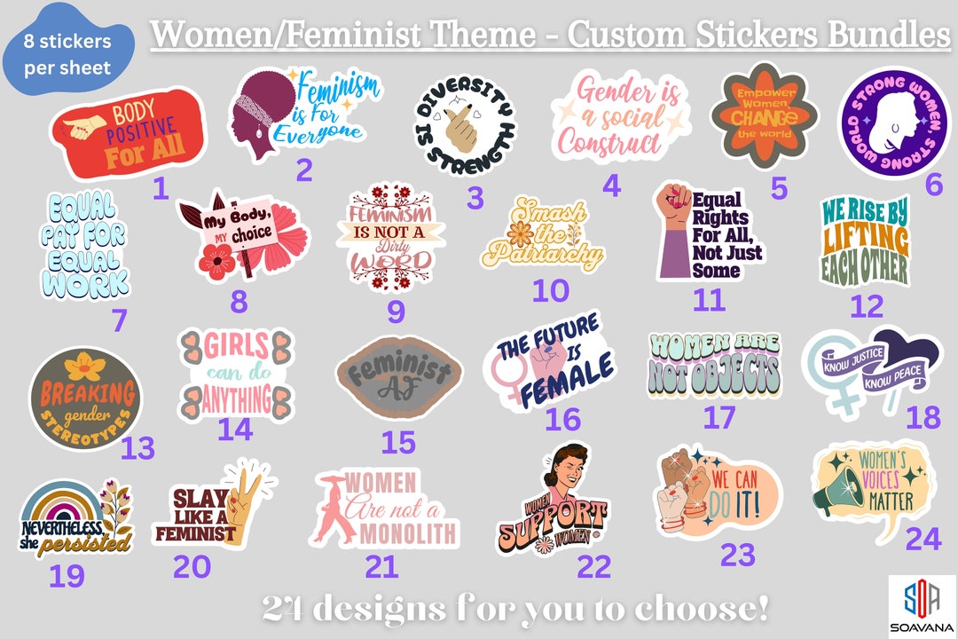 Custom Feminist Stickers Sheet for Independant Women,personalized ...