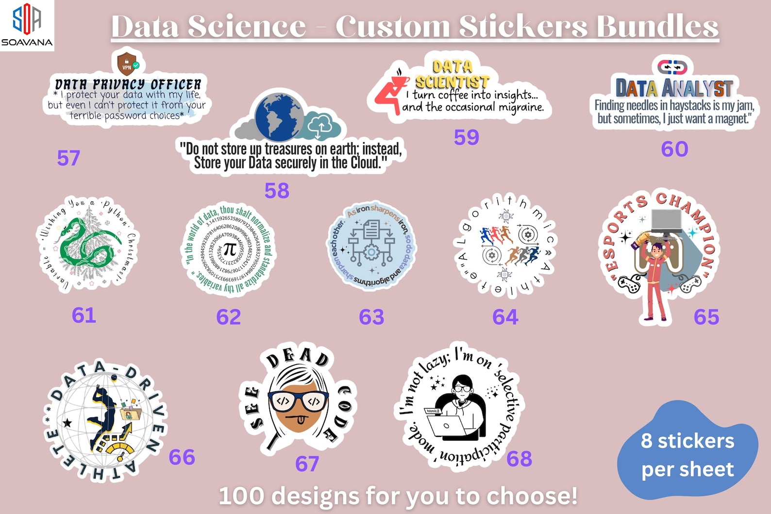 Custom Data Science Sticker Pack, Personalized Data Scientist Sticker ...