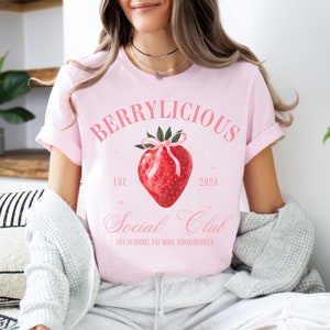 Strawberry Shirt Coquette Pink Bow Tshirt Gift for Berry Lover ...