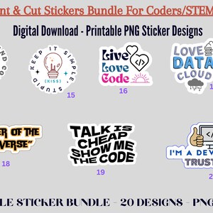 Printable Developer Computer Programmer Sticker Pack PNG, Digital Software Engineer Sticker ...