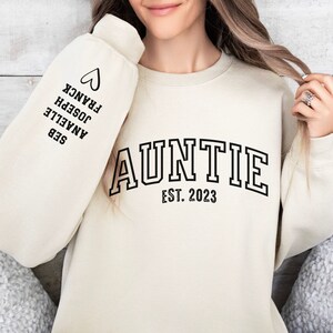 Personalized Auntie Est Sweatshirt With Kids Name on Sleeve,new Auntie ...