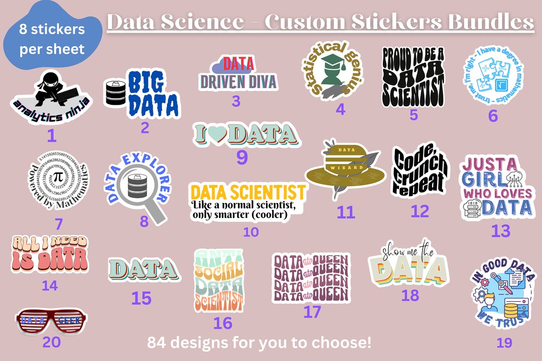 Custom Data Science Sticker Pack, Personalized Data Scientist Sticker ...