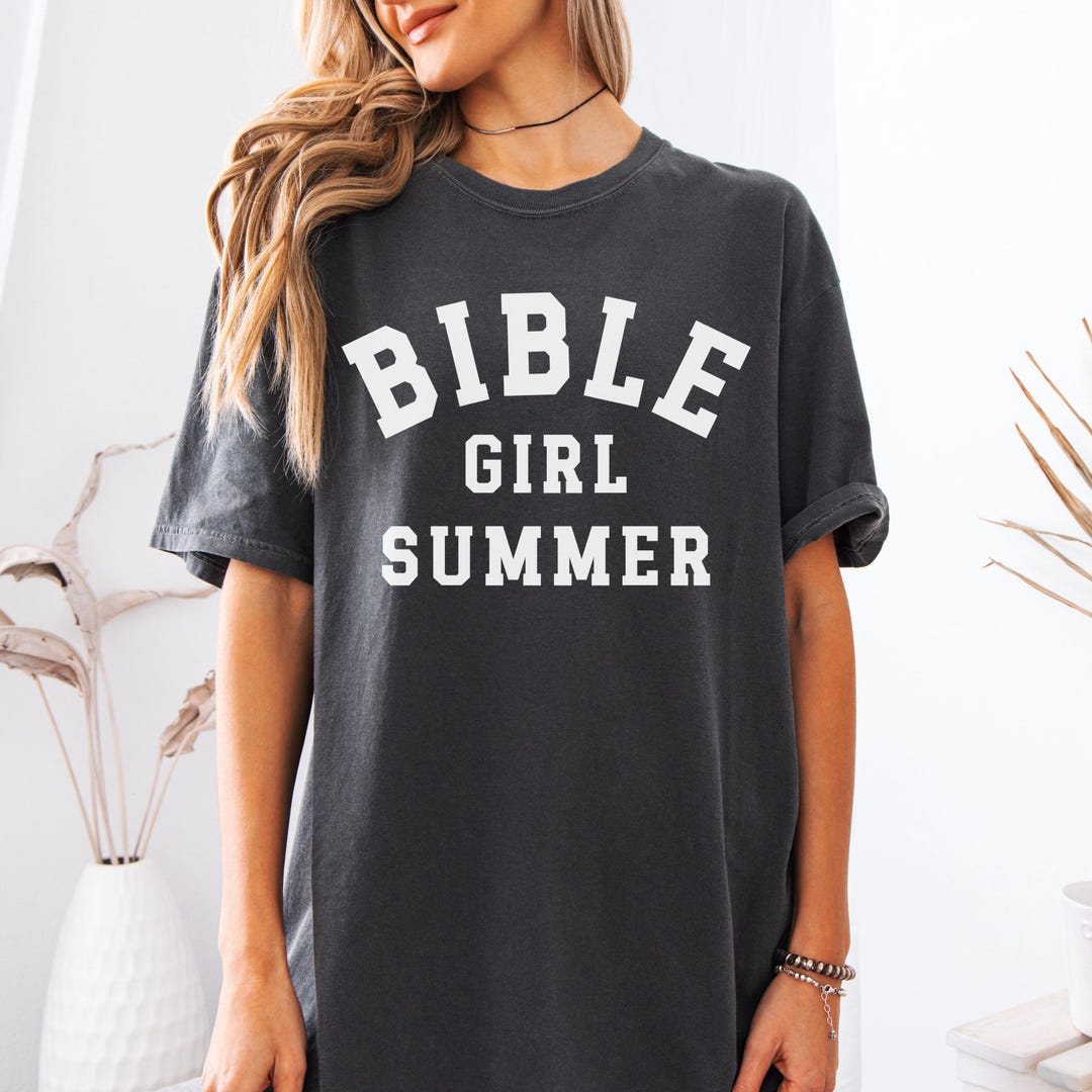 Bible Girl Summer Faith Shirt Comfort Color for Bible Verse Christian ...