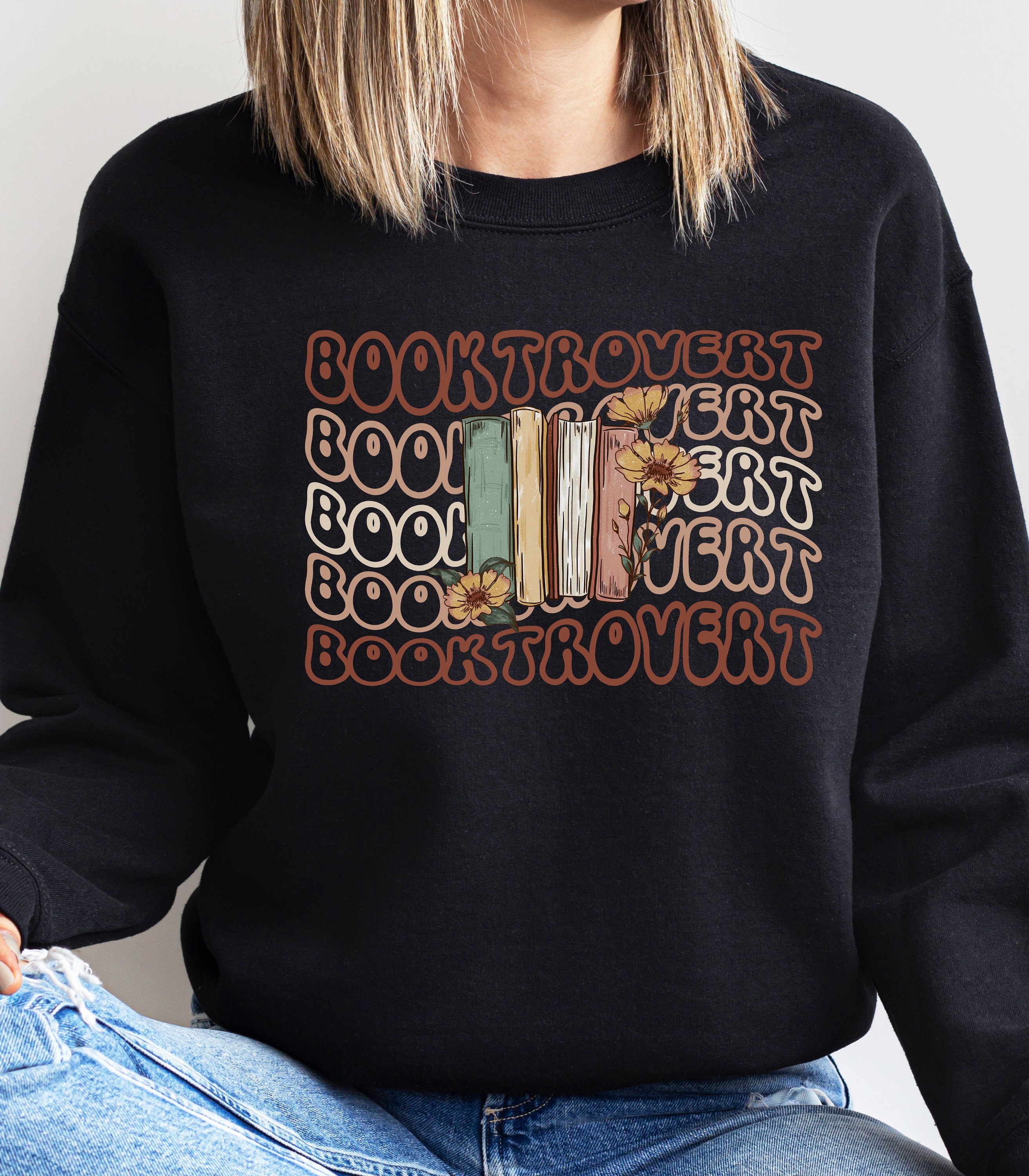 Floral Book Lover Sweatshirts,booktrovert Librarian Sweatshirt ...