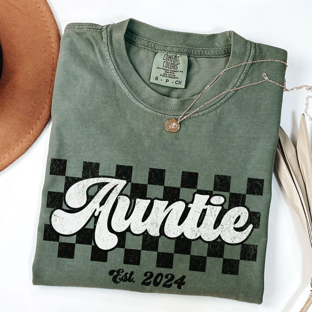Comfort Colors® Custom Aunt Est Shirt, Retro Auntie T-shirt Gift for ...