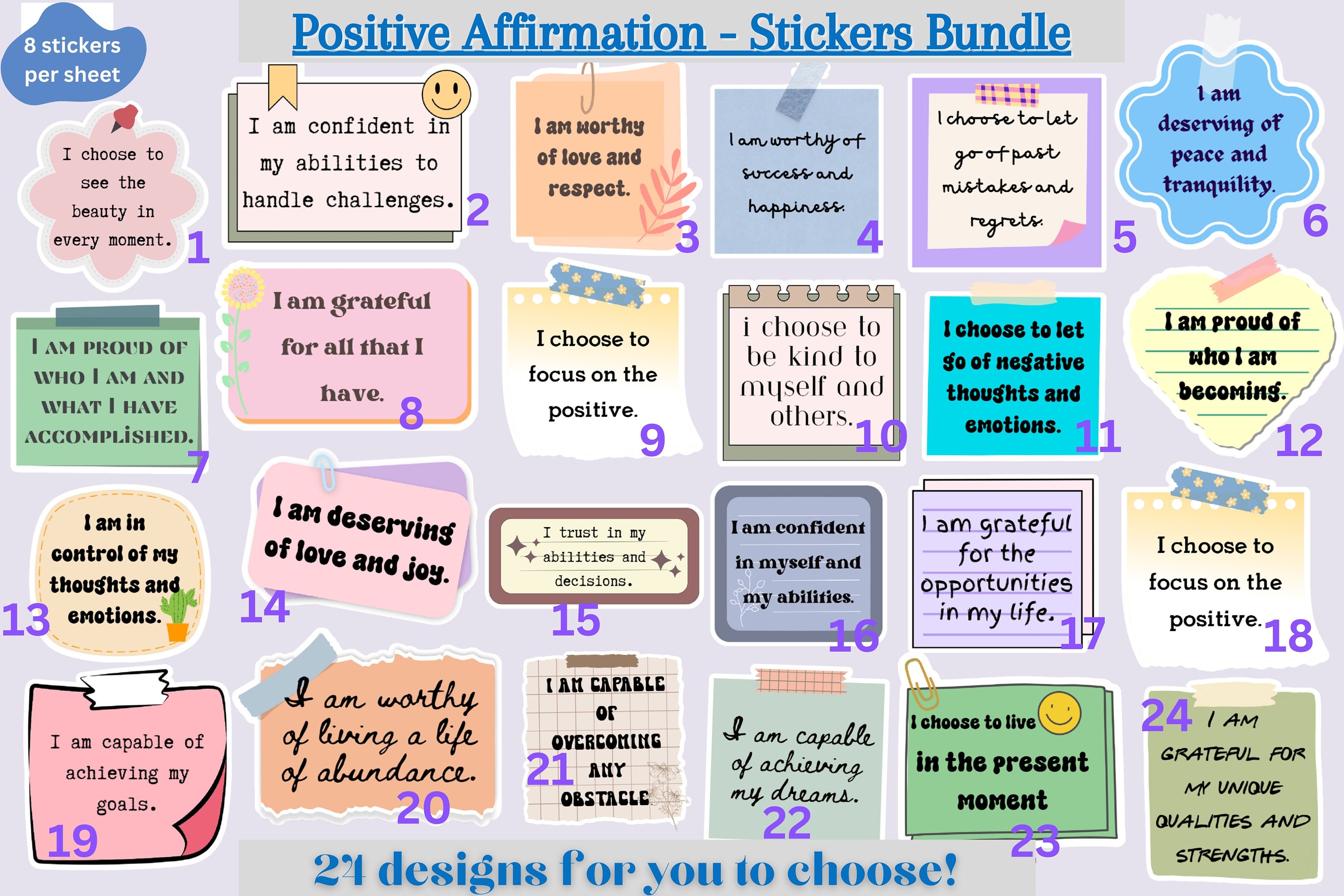 Custom Positive Affirmations Stickers Sheet,personalized Words of ...