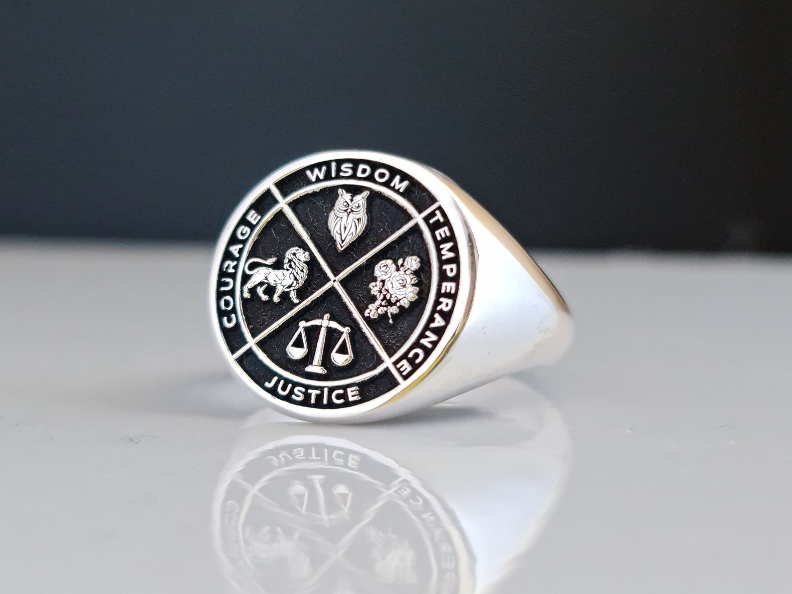 Stoic Ringsjustice Wisdom Temperance Courage Ringfamily - Etsy