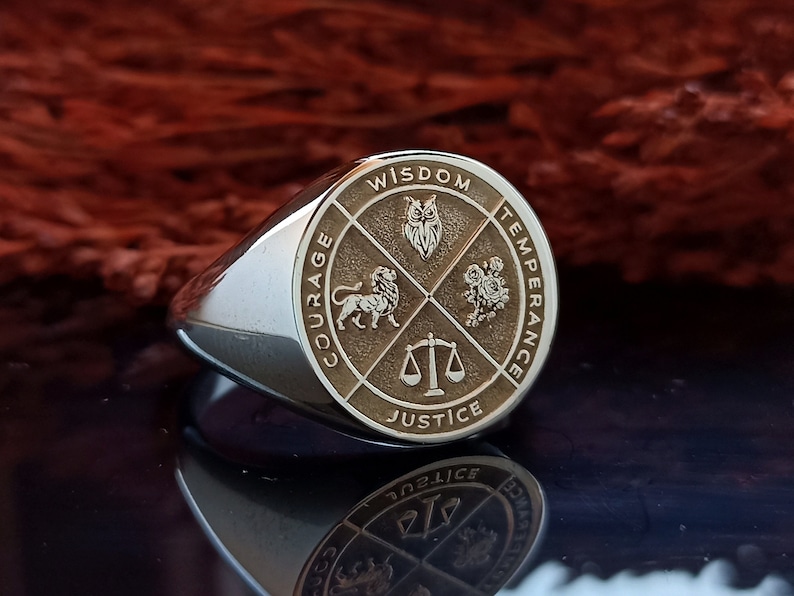 Stoic Ringsjustice Wisdom Temperance Courage Ringfamily - Etsy
