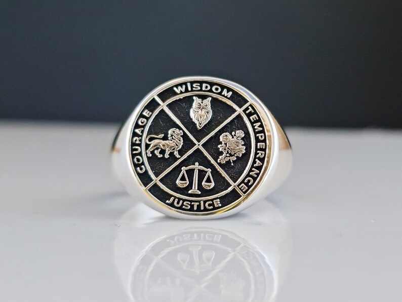 Stoic Ringsjustice Wisdom Temperance Courage Ringfamily - Etsy