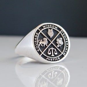 Stoic Ringsjustice Wisdom Temperance Courage Ringfamily - Etsy