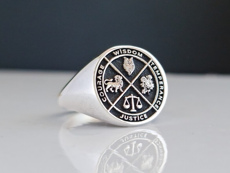 Stoic Ringsjustice Wisdom Temperance Courage Ringfamily - Etsy