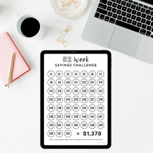 52 Week Savings Challenge, Savings Tracker, Savings Goals, Digital ...