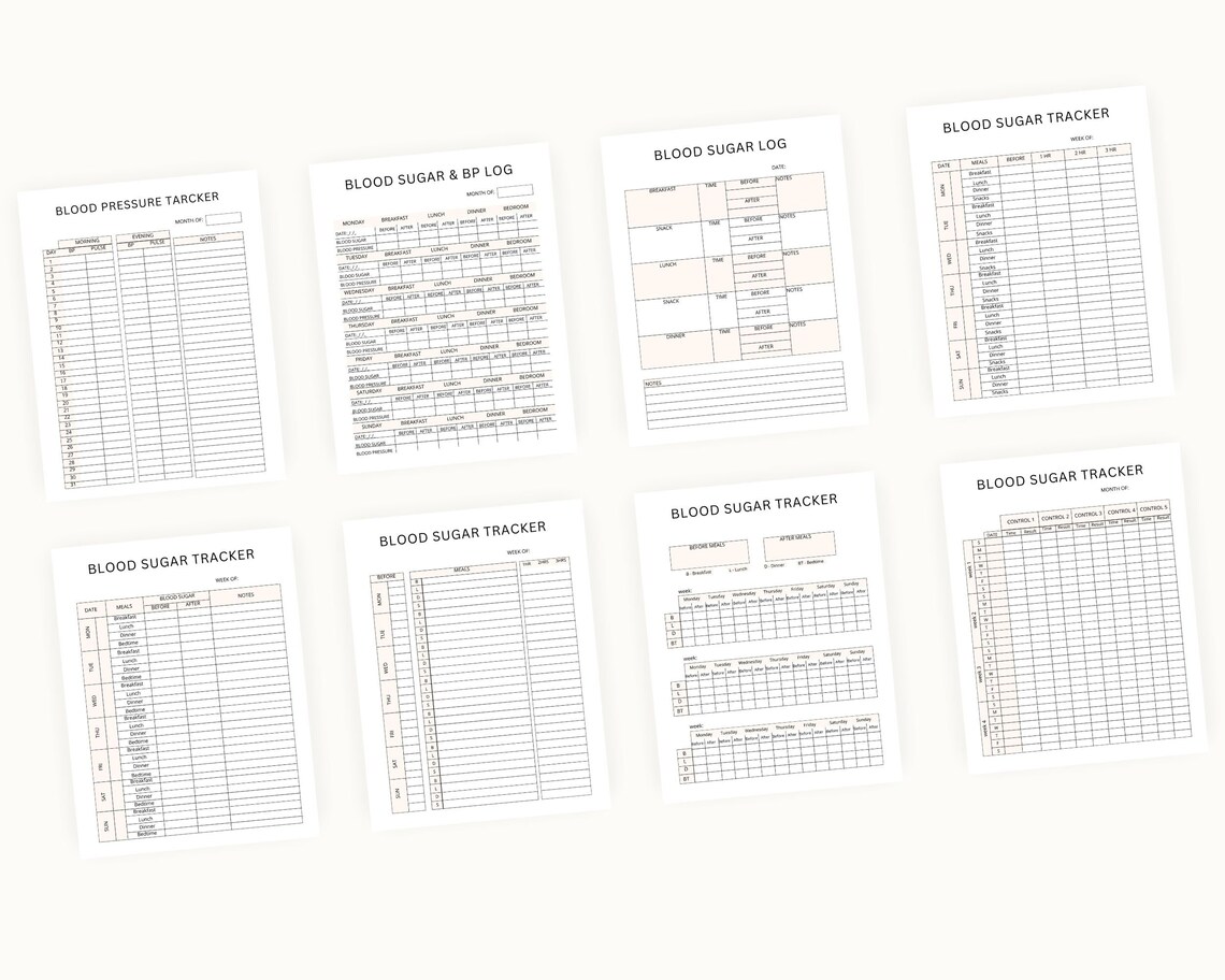 Blood Sugar Planner 8.5 X 11 | Printable | 37 Planner Pages - Etsy