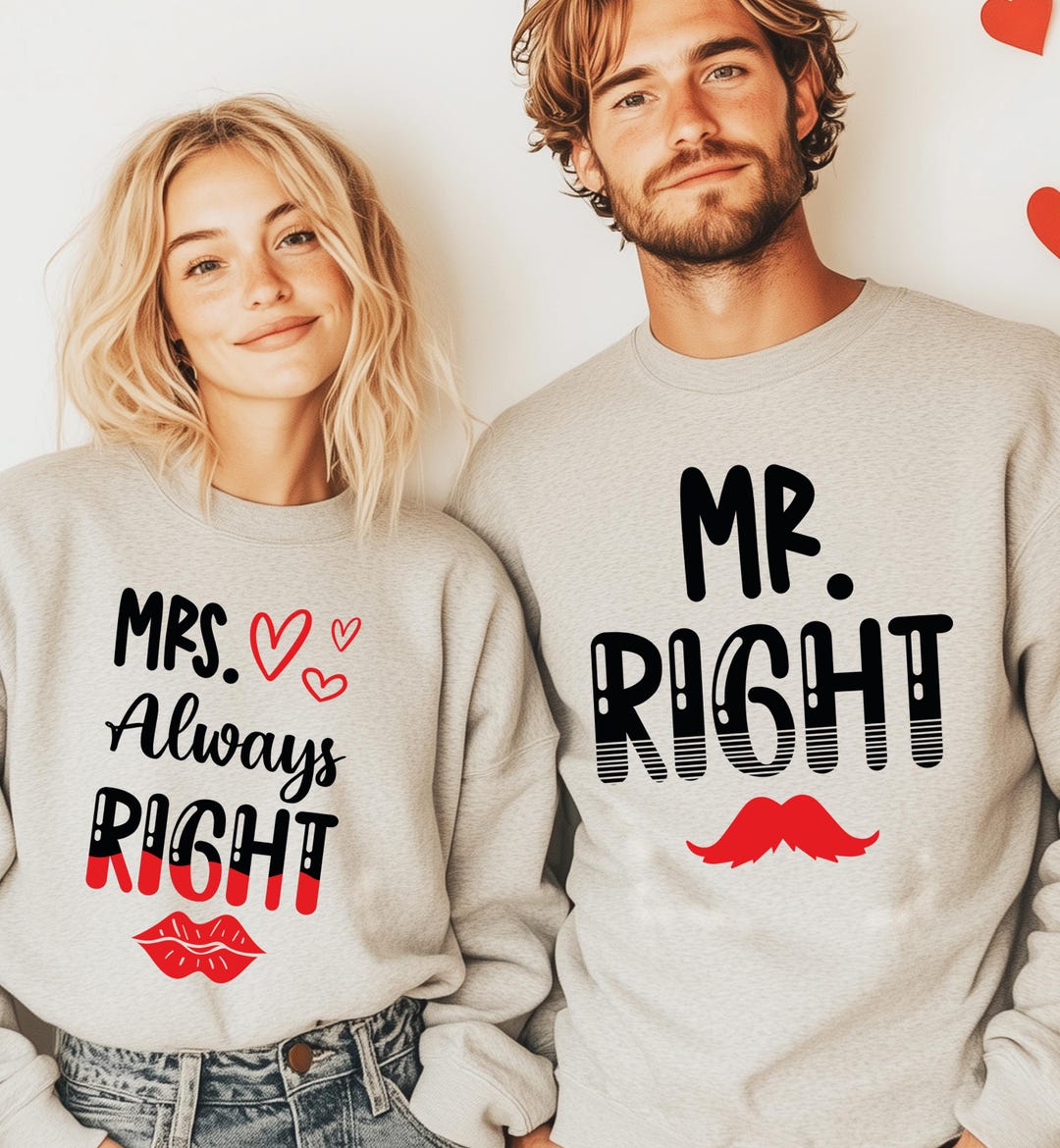 Mr. Right and Mrs. Always Right Shirts, Matching Couple Tops, Couples ...