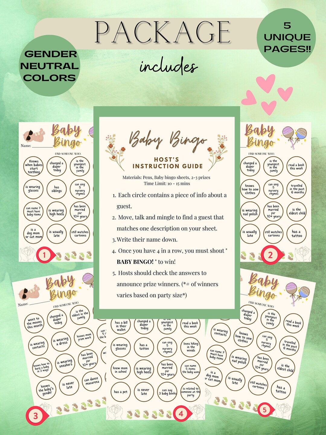 Baby Bingo Dash Game Simple, Fun and Interactive Gender Neutral Baby ...