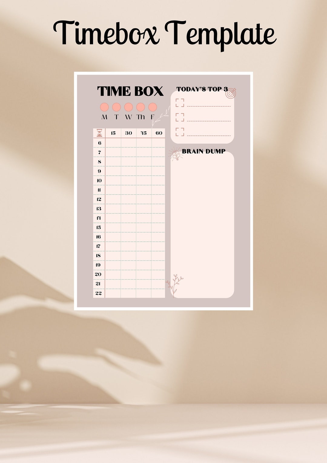 Timebox Template Technique Goodnotes Printable Productivity Tracker ...