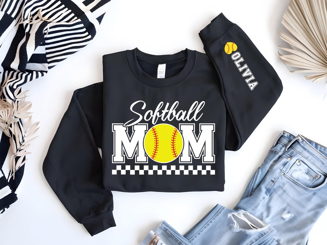 Personalize Softball Mom Sweatshirt, Softball Hoodie, Softball Vibes ...
