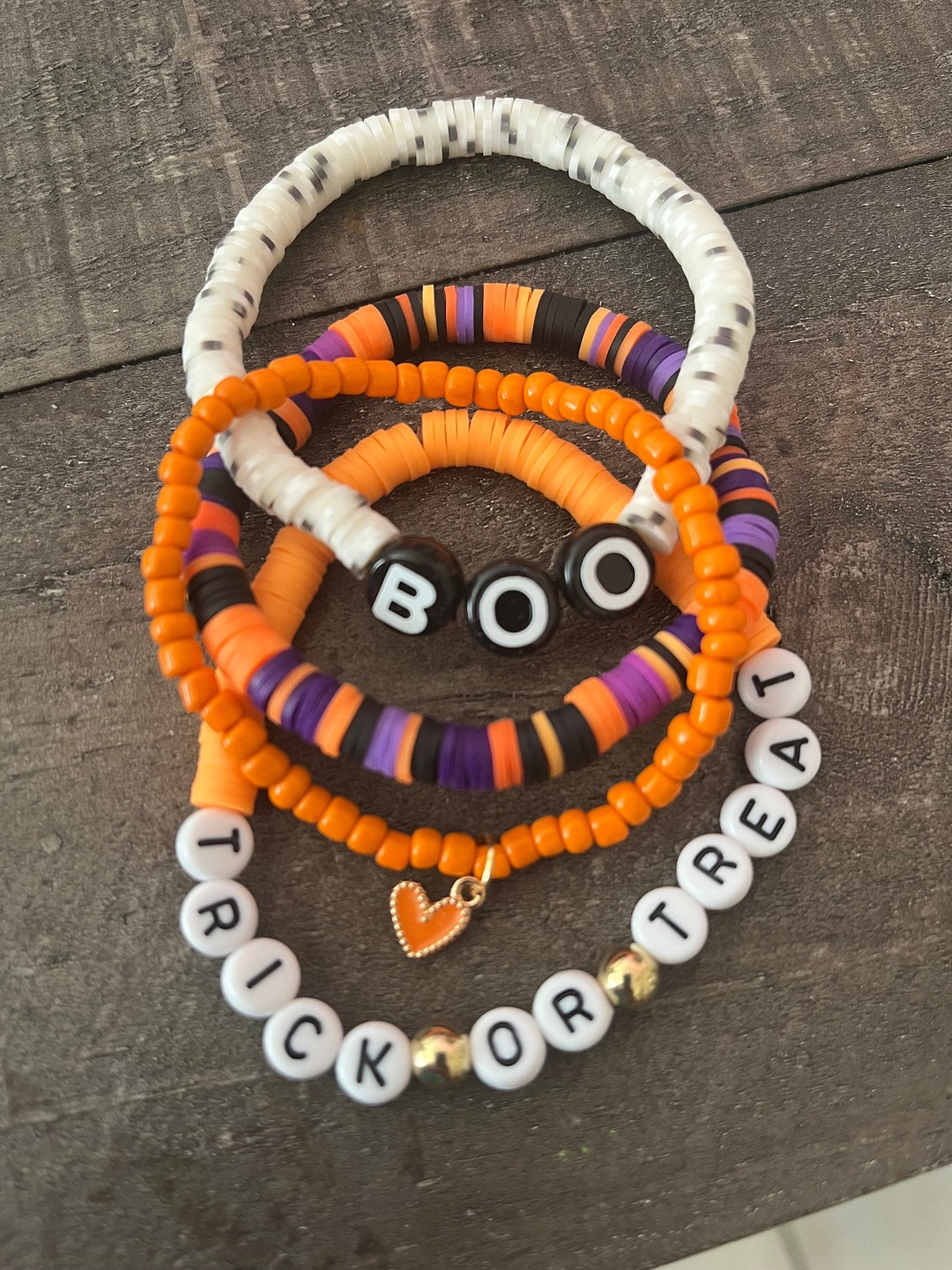 Halloween Bracelets Stack of 4- Trick or Treat. BOO. Bracelets Are ...