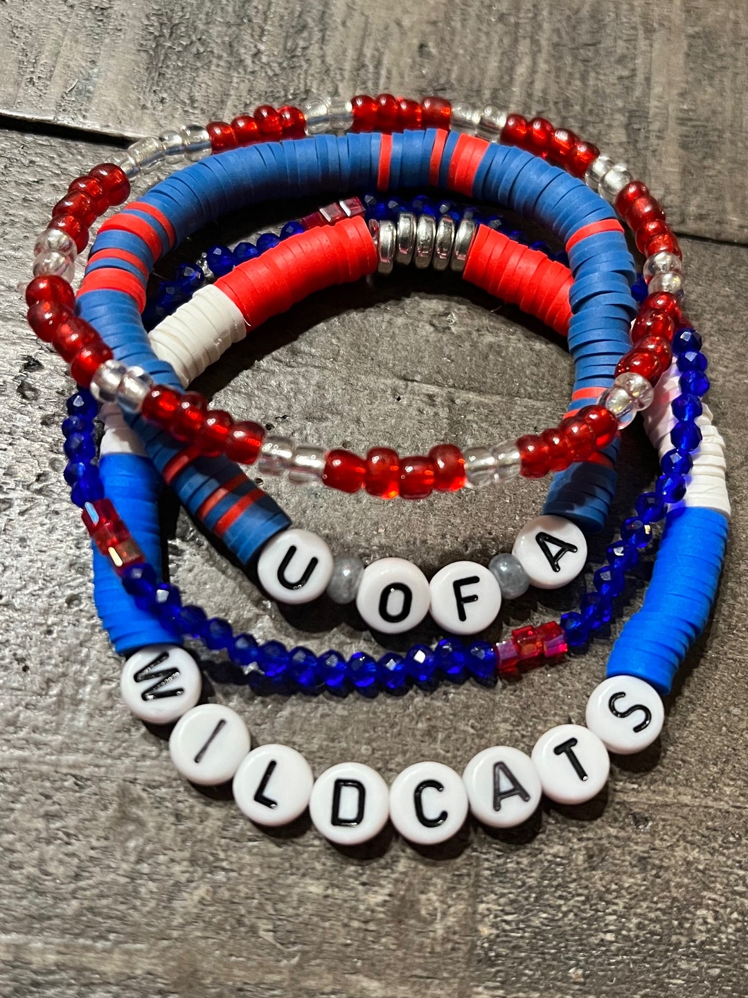 Show Your School Spirit! Collegiate Game Day Bracelet Stack- 4 U of A Wildcats Stacking ...