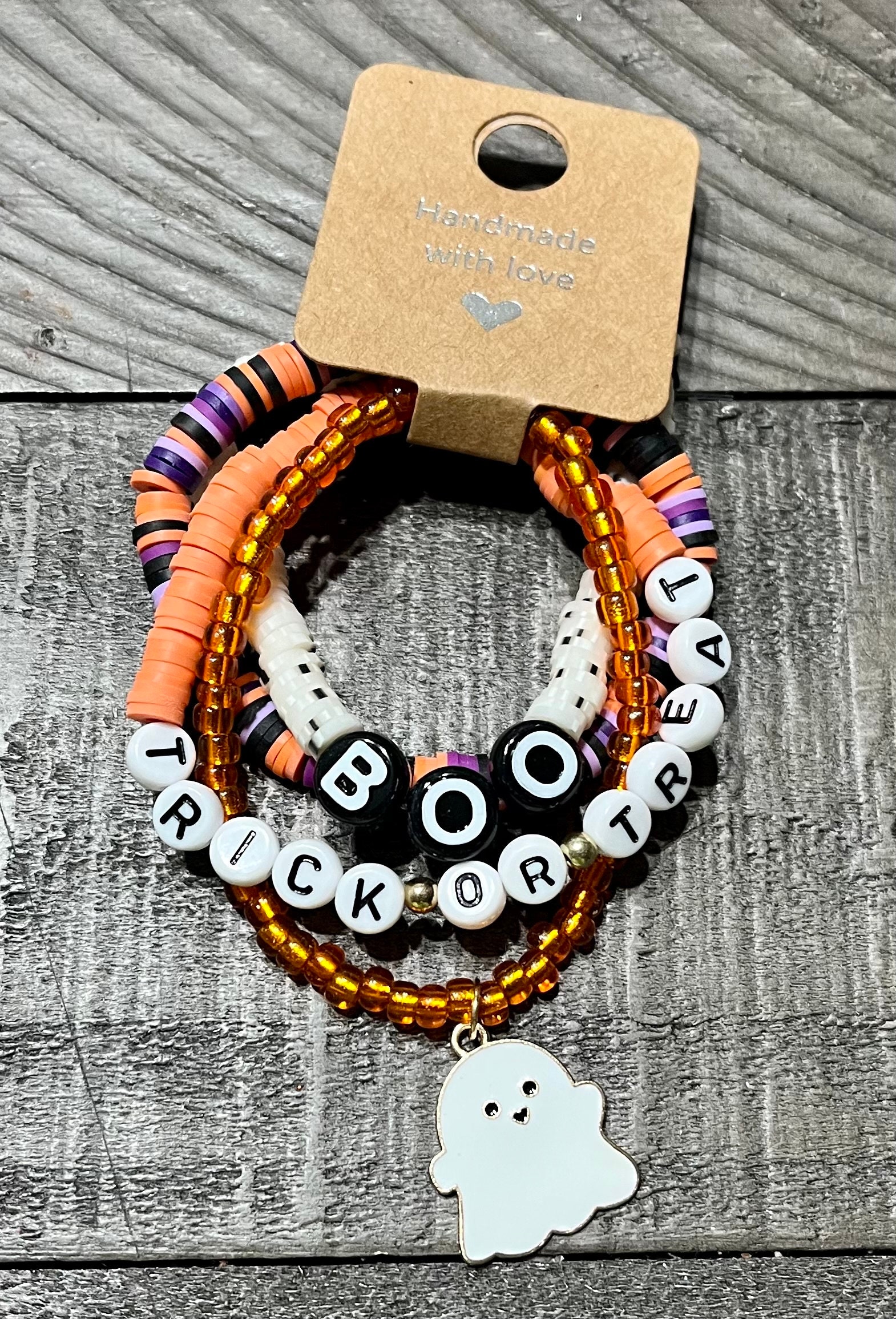 Halloween Bracelets Stack of 4- Trick or Treat. BOO. Bracelets Are ...