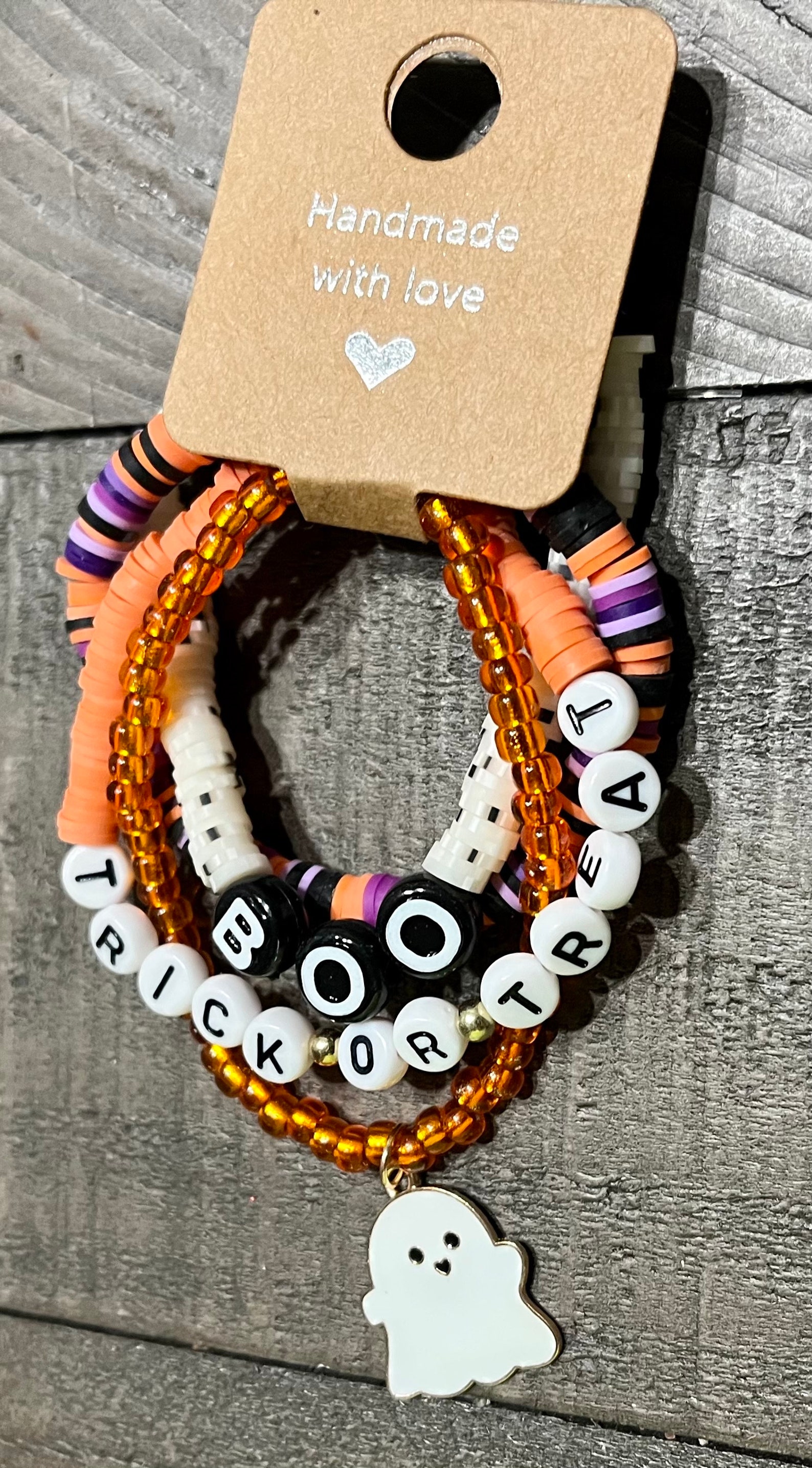 Halloween Bracelets Stack of 4- Trick or Treat. BOO. Bracelets Are ...