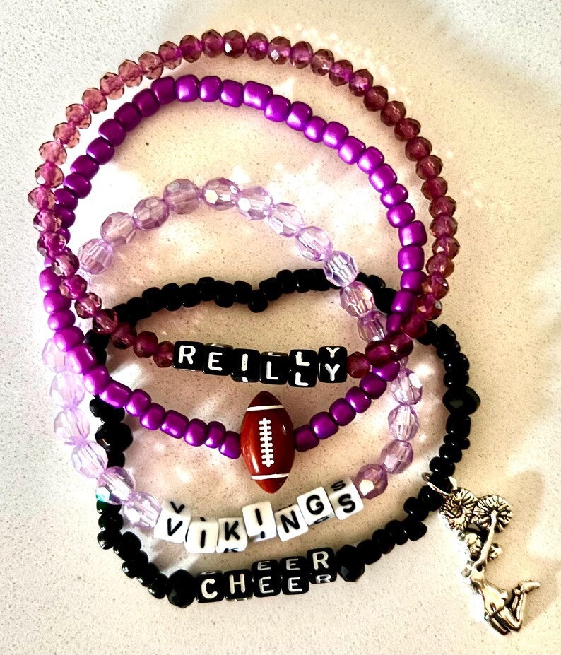 Custom CHEER Sports Team Game Day Bracelet Stack- 4 Bracelets in the ...