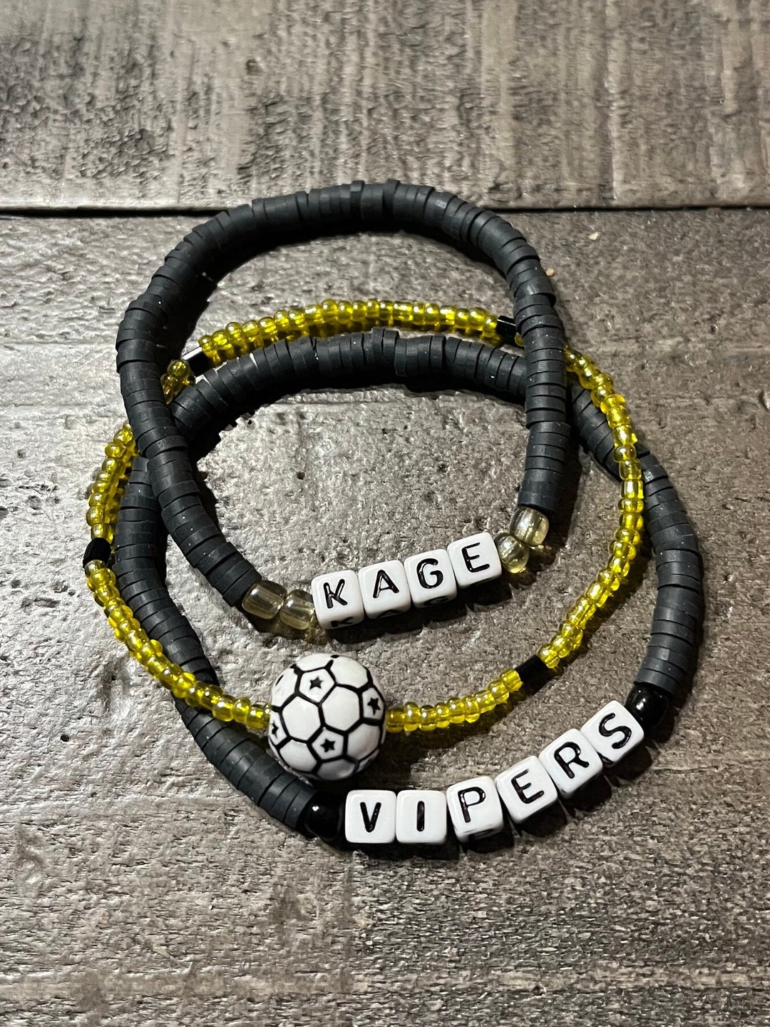 Custom Soccer Sports Team Game Day Bracelet Stack- 3 Team/ Sports ...